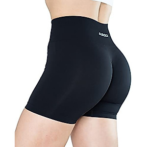 AUROLA Dream Collection Women Workout Shorts High Waist Gym Shorts, Scrunch Butt Seamless Athletic Shorts,Dark Black,S