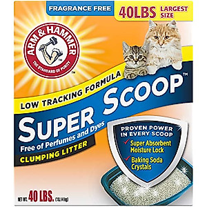 Arm & Hammer Super Scoop Clumping Cat Litter, Fragrance Free 40lb