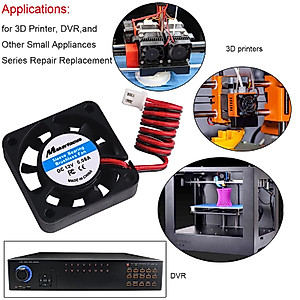 MakerFocus 4pcs 3D Printer Fan 12V, 40mm 12 Volt Fan 0.08A DC Mini Quiet Cooling Fan 40X40X10mm with 28cm Cable for 3D Printer, DVR and Other Small Appliances Series Repair Replacement