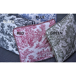 Ellis Curtain Victoria Park Toile Logan Gingham Check Reversible Toss Pillow, Blue