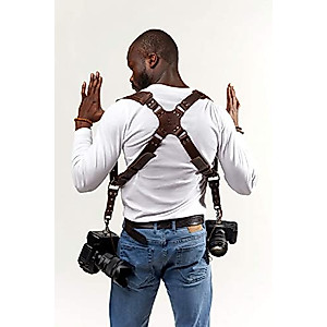Camera Accessories Dual Harness Two Cameras - Shoulder Leather Strap - Multi Gear Double Camera Accessories DSLR/SLR ProInStyle strap by Coiro