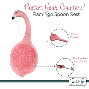 Ceramic Flamingo Standing Napkin Holder & Flamingo Spoon Rest