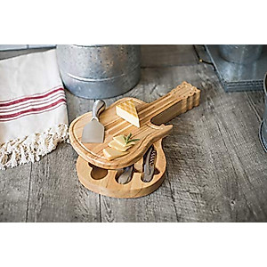 TOSCANA - a Picnic Time brand Guitar Cheese Board & Knife Set, Novelty Charcuterie Board Set with Cheese Knifes, Cheese Boards Charcuterie Boards, Serving Platter, (Bamboo)