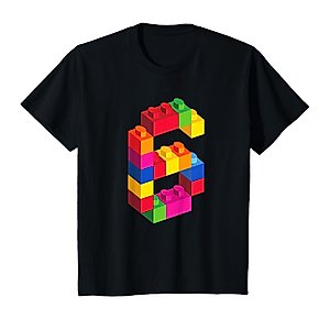 6 Year Old Building Blocks Birthday Bricks 6th Gift T-Shirt