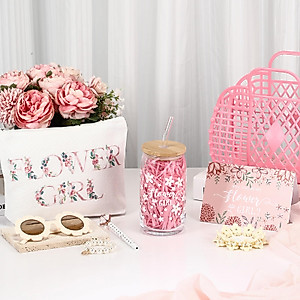 Havawish 8 Pcs Flower Girl Proposal Gifts Set Flower Girl Jelly Bag Will You Be My Flower Girl Card Cup Sunglasses Makeup Bag Pen Bracelet Hair Clip Jelly Purse for Wedding Bridal Shower(Pink)