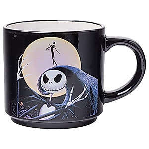 Silver Buffalo Nightmare Before Christmas Jack Sally Scene 4-Pack Ceramic Mug Stack, 10-Ounces
