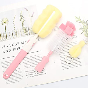 Jenbode Bottle Brush 5 Pack Cup Cleaner Sponge Brush Set Detachable Long Handle Bottle Cleaner Set Baby Nipple Brushes, Straw Brushes