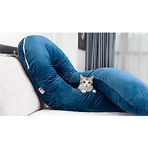 Meiz Pregnancy Pillow, Pregnancy Body Pillow, Pregnancy Pillows for Sleeping, 65" Maternity Body Pillow for Pregnant Women with Velvet Cover, Blue