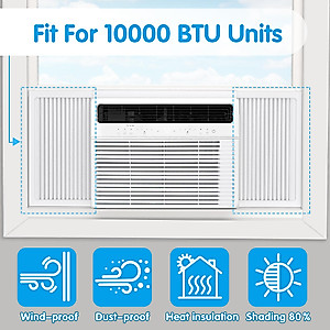 Air Jade Window Air Conditioner Side Panels with Frame, Window AC Side Panel Set for 10,000 Btu Units, Room Air Conditioner Accordion Filler Curtain Replacement Kit