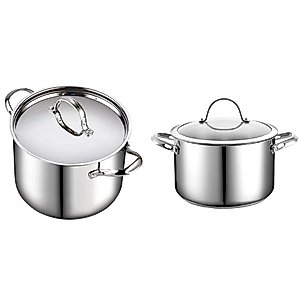 Cooks Standard Quart Classic Stainless Steel Stockpot with Lid, 12-QT, Silver & 6-Quart Stainless Steel Stockpot with Lid