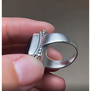 925 Sterling Silver Lucifer Morningstar Ring ~ White Cat's Eye & Black Onyx Turkish Ring (White Cat's Eye, 8)