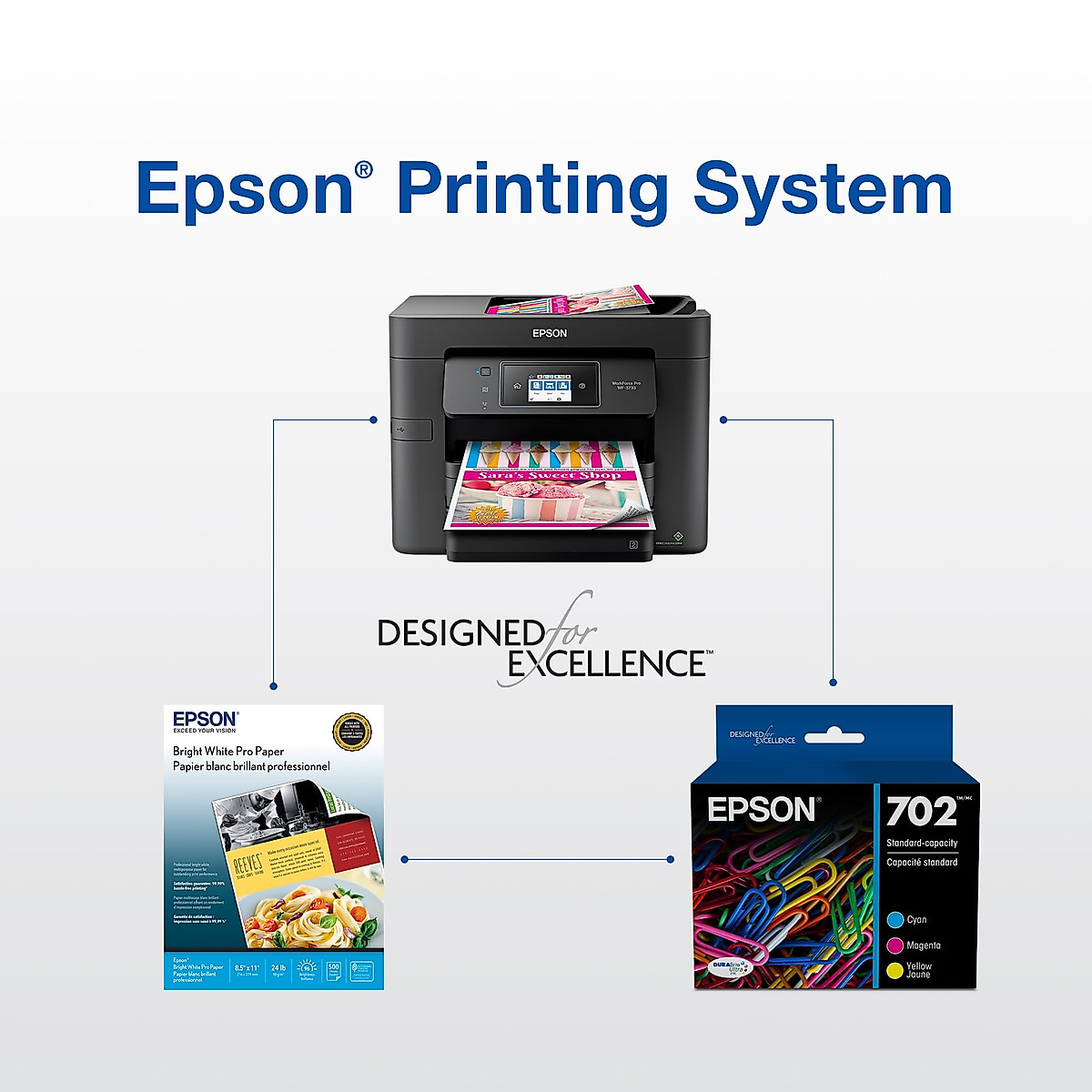 EPSON T702 DURABrite Ultra Ink High Capacity Black & Standard Color Cartridge Combo Pack (T702XL-BCS) for select Epson WorkForce Pro Printers