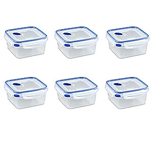 Sterilite Ultra-Seal 5.7 Cup Food Storage Container, See-Through Lid & Base with Blue Accents, 6-Pack