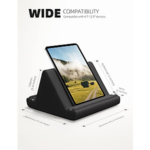 Lamicall Tablet Pillow Holder Stand - Tablet Pillow Soft Pad Dock for Lap, Bed and Desk with Pocket & 4 Viewing Angles, for 2022 iPad Pro 11, 12.9, Air, Mini, Kindle, 4-13" Phone and Tablet, Black