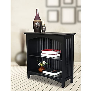 eHemco 2 Tier Bookcase with 2 Arched Supports, 29 Inches, Black