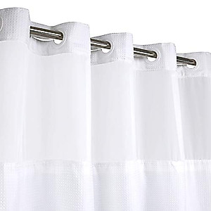 No Hooks Required Waffle Weave Shower Curtain with Snap in Liner - 71W x 74H,Hotel Grade,Spa Like Bath Curtain,White