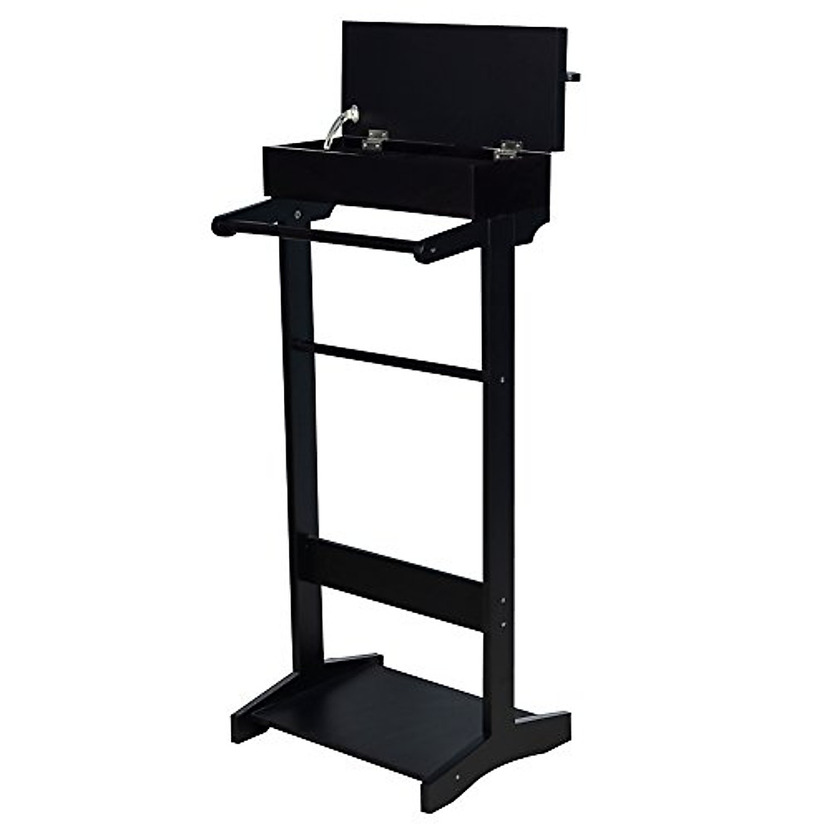 GLS Black Wood Suit Valet Stand Clothes Rack Father's Day Gift