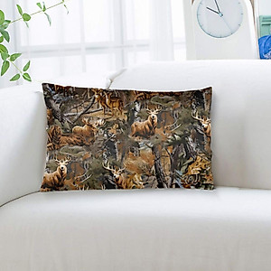 TumzfhQ Camo Deer Pillowcase with Hidden Zipper Soft Cozy for Home Bed Sofa Living Room Decorative Throw Pillow Covers 20x30 inches