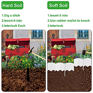 30Pack Garden Edging Border Landscape Edging Lawn Garden Fence Edgings Decorative Landscape Border with 30 Pcs Stakes for Lawn Garden Flower Bed Yard (White)