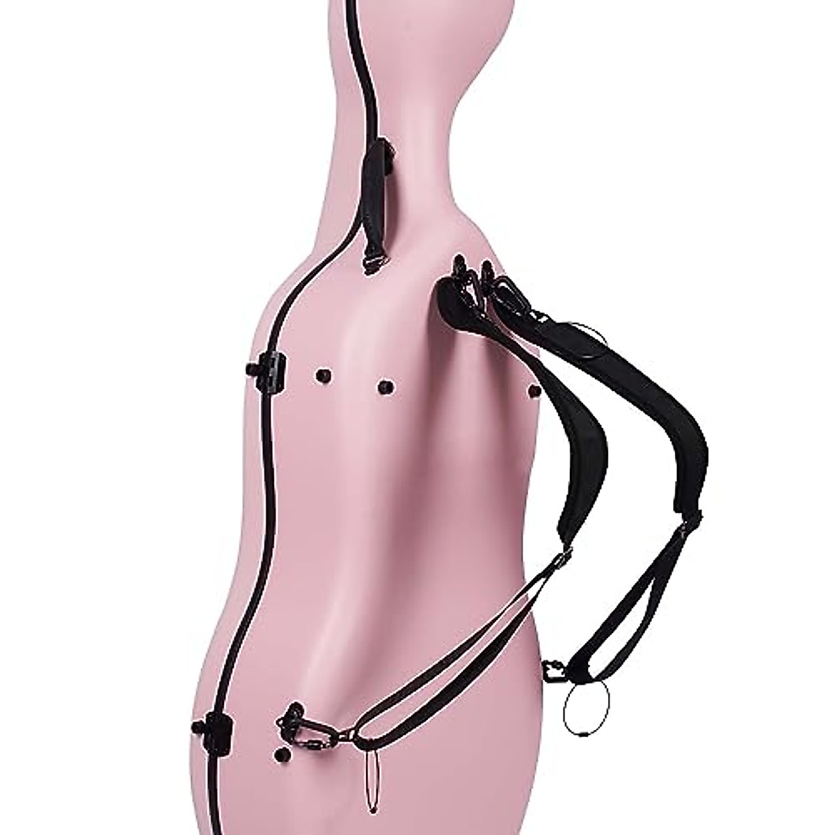 4/4 Full Size Cello Case, 100% Carbon Fiber Hard Shell Backpack，also Fits for 3/4, as 7.7 LB Only, and Hygromether and 1 Accessory Bag, 1 Music Sheet Bag, Sturdy, Portable and Waterproof (Pink Matte)