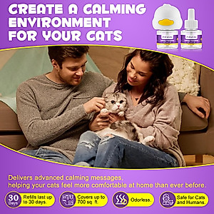 NATURE ZIRAN Cat Pheromones Calming Diffuser, 2 in 1 Cat Calming Starter Kit (Diffuser Head + 2pcs 48ml Vial) for 60 Days Use, Enhanced Cat Calming Diffuser Kit for Cat Anxiety Relief