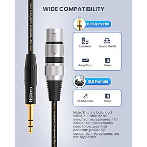tisino XLR Female to 1/4 Inch (6.35mm) TRS Jack Lead Balanced Signal Interconnect Cable XLR to Quarter inch Patch Cable - 6.6 Feet
