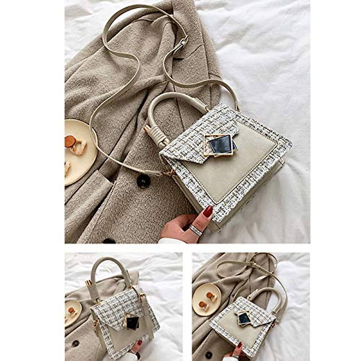 Goodbag Women Crocodile Pattern Leather Clutch Purse Detachable Shoulder Strap Tote Handbag, Coffee