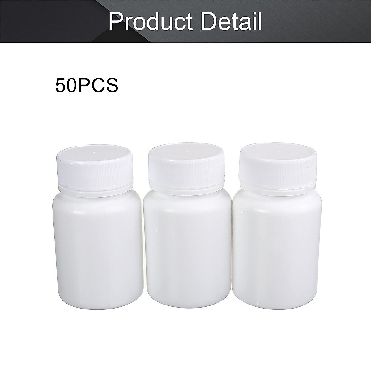 Utoolmart 50Pcs Plastic Solid Powder Medicine Pill Cylindrical Chemical Container Reagent Bottle, 80ml Wide Mouth Sample Sealing Liquid Storage Container