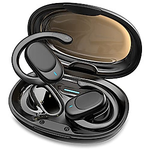 DACOM Wireless Earphones, TWS Open Ear Headphones Wireless Bluetooth 5.3 with Flexible Earhooks, Touch Control Over Ear Earbuds IPX5 Waterproof Headsets with Mic for Running Workout Sport (Black)