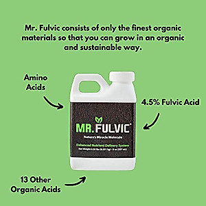 Mr. Fulvic Organic Fulvic Acid Plant Amendment, Natural Humic Soil and Hydroponic Nutrient Enhancer - Lawn and Garden Growth, Plant Health (8 oz)