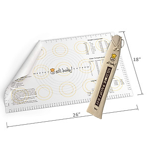 Sili Bake Silicone Pastry Mat with Measurements. Finally a Baking Mat That Actually Works. Designed in the USA. Extra Large 26” x 18”