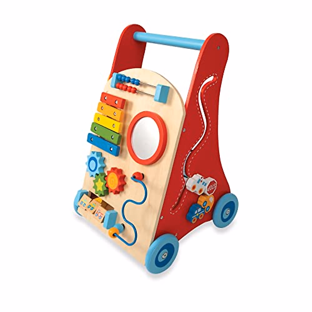 Nuby Wooden Baby Walker with Interactive Features for Early Development, Promotes Walking, Motor Skills, and Creativity