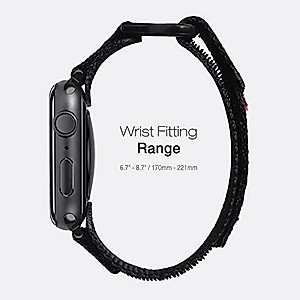 Nereides Compatible with Apple Watch Band Series 8/7/6/5/4/3/2/1/SE, Nylon Sports Strap with Woven Design for 42mm/44mm/45mm 38mm/40mm/41mm ( L, Black)