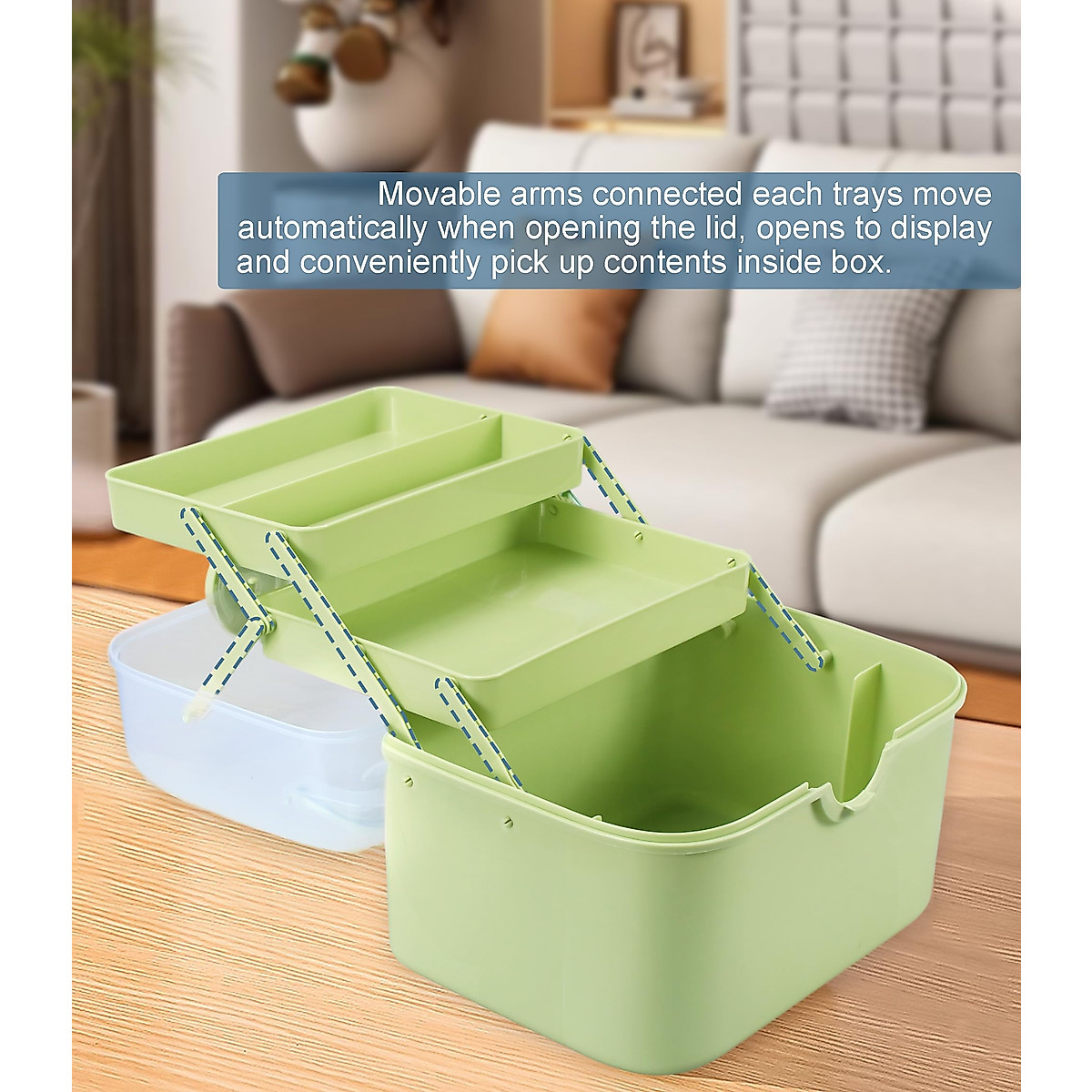 Cqhxvw Craft Organizers and Storage Large Art Supply Storage Three Layer Storage Box Arts and Crafts Box 10.5 X 8.2 X 9in First Aid Medication Organizer Tackle Box Organizer Storage Box with Handle