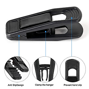 Tinfol Plastic Hanger Clips for Hangers, Pants Hanger Clips, Strong Pinch Grip Clips for Use with Slim-line Clothes Hangers, Finger Clips for Velvet Hangers (Black, 40PCS)