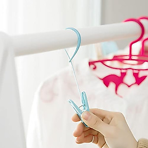 MXY Clothespins Socks Clip Underwear Clothes Clips Plastic Nonslip Grips Hanging Hold Pegs Travel Wardrobe Hanging Folders Clamps with Rope Strap Can Hang Anywhere You Need Set of 15 Pieces