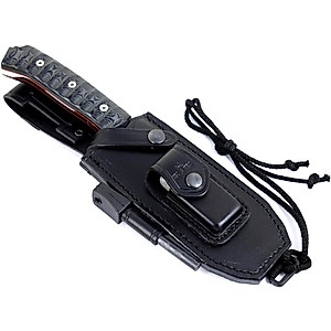 JEO-TEC Nº45 Fixed Blade Bushcraft Knife for Survival Camping Hunting Fishing, Full Tang Knife 11" Overall, Sheath + Firesteel + Sharpener Stone, Handmade