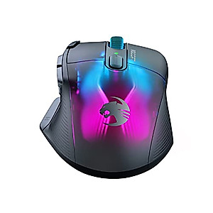 ROCCAT Kone XP Air – Wireless Customizable Ergonomic RGB Gaming Mouse, 19K DPI Optical Sensor, 100-hour Battery & Charging Dock, 29 Programmable Inputs & AIMO RGB Lighting, 4D Wheel – Black