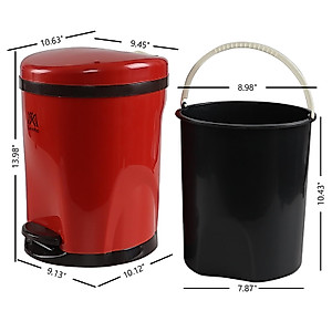 Xowine 2.6 Gallon Round Plastic Garbage Bin with Step Foot Pedal, Small Step-on Trash Can, Red