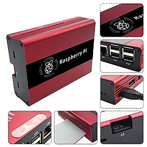 Eleduino Raspberry Pi 3 B+ Case, Raspberry Pi Aluminum Case for Raspberry Pi 3 B+, Pi 3 Model B, Pi 2 Model B (with Cooling Fan, Red)