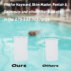 GOKU 10-Pack Swimming Pool Skimmer Socks for Inground & Above Ground Pool, Fine Mesh Leaves Pollen Catcher Debris Pre-Filter Scum Sock, Pool Basket Net Filter Protector Strainer Screen Liners Savers