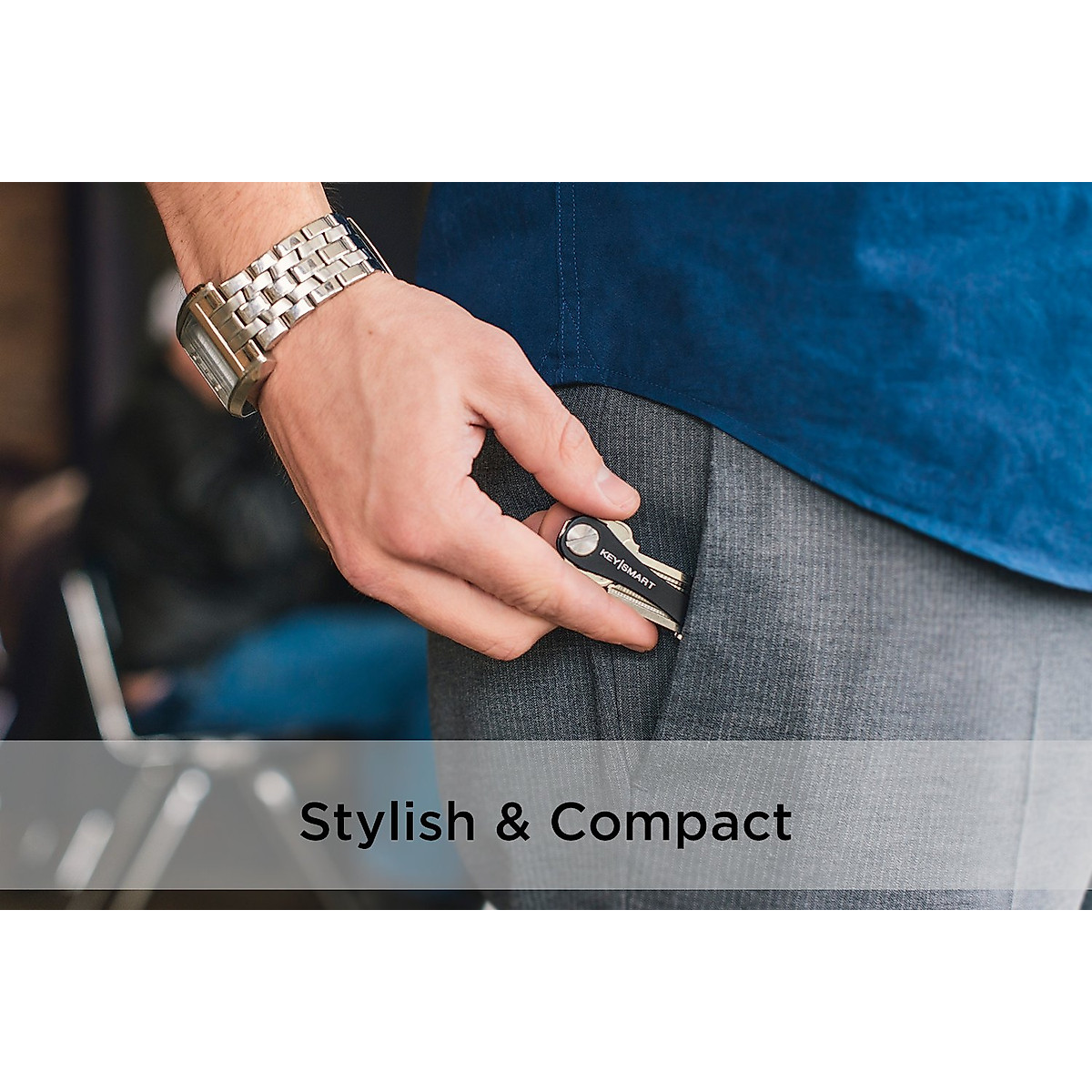 KeySmart Classic - Compact Key Holder and Keychain Organizer (up to 14 Keys) (Black)