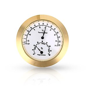 Thermometer Hygrometer, Temperature Humidity Monitor for Indoor Outdoor Instruments (Gold) Hygrometer For Cigar Humidor Humidor Hygrometer Humidor Cigar Box Acoustic Guitar Hygrometer