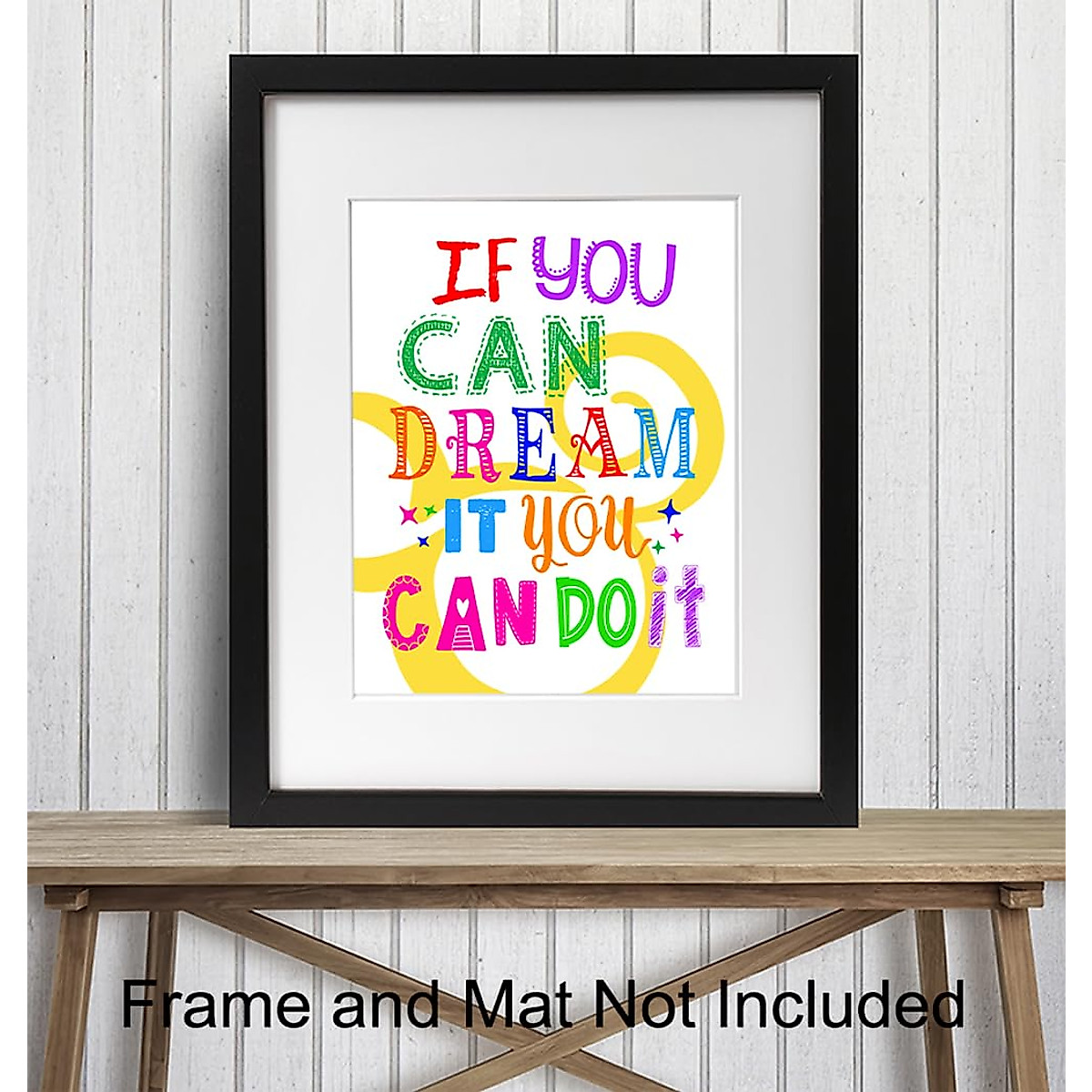 Motivational Quote Home Decor - Cute Mouse Inspirational Gift for Fans - Room decoration Wall Art Poster print for Boy, Girl or Kids Bedroom, Baby Nursery - If You Can Dream It 8x10 Unframed