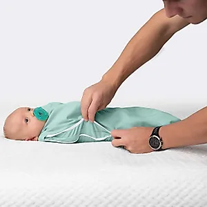 SwaddleMe Room to Grow Pod – 0-6 Months, 1-Pack (Teal Waves) Expandable Baby Swaddle Grows with Baby and Helps Prevent The Startle Reflex for Comfortable Sleep