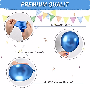 Blue Silver Balloons, Pearl Navy Blue Balloons Metallic light Blue and Silver Balloons Silver Star Confetti Balloons for Boys Girls Birthday Graduations Baby Shower Wedding Engagement Decorations