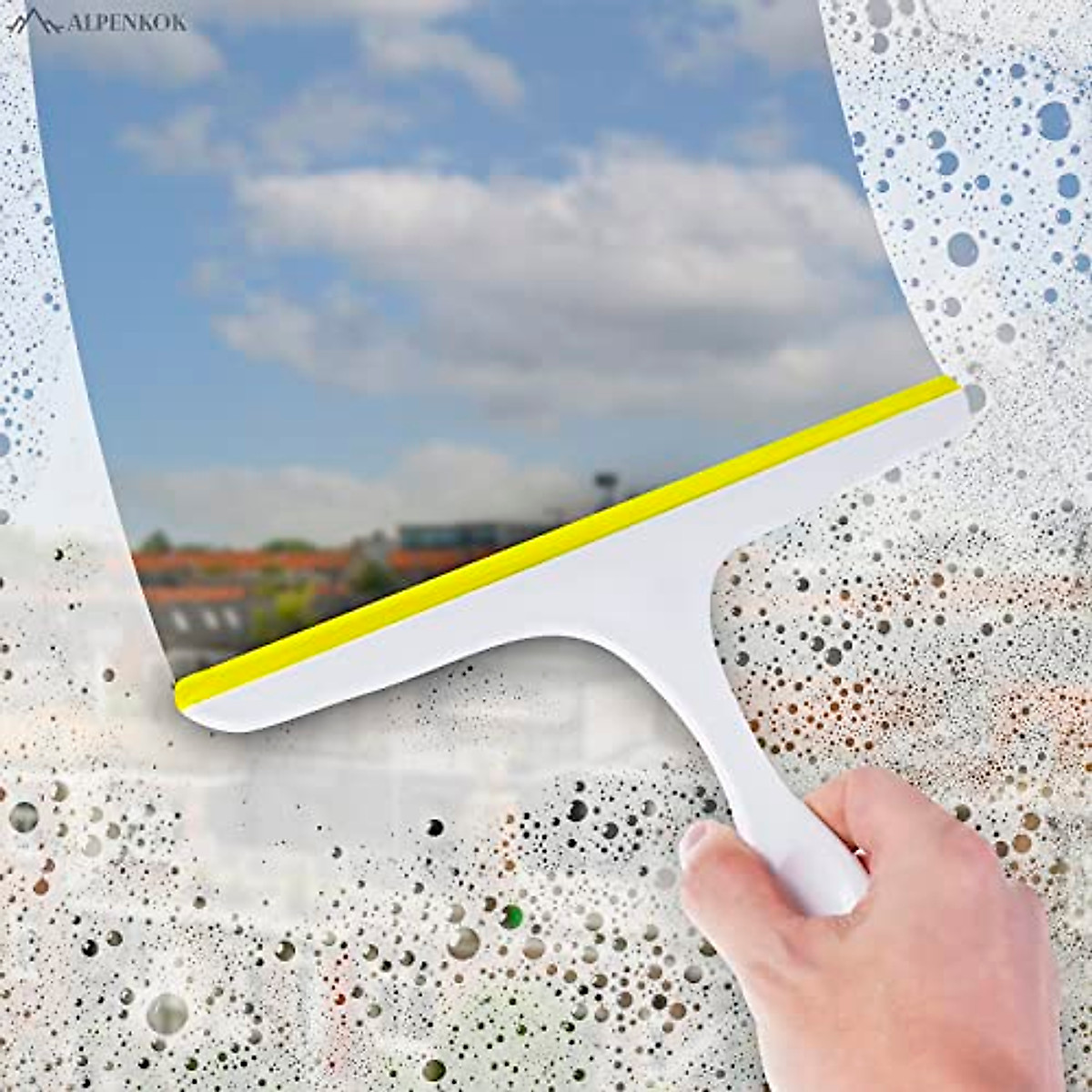 Window Cleaning Shower Glass Squeegee - 9.5Inch Small Squeegee for Shower Glass Door for Car Windshield Cleaner Tool Shower Door Window Cleaner - Mirror Cleaner Shower Squeegee for Tile with Good Grip