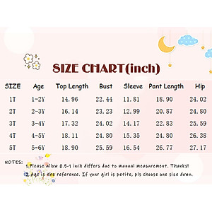 LUKYCILD Toddler Girl Clothes Baby Girl Long Sleeve Top + Jeans Pants with Pockets 2 Piece Outfit Cartoon Clothing Set