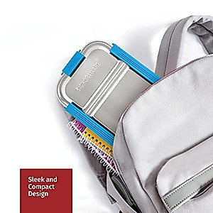 Signoraware Stainless Steel Bento Box Adult Lunch Box For Men, Women, Kids Bento Lunch Box Leak Proof Between 2 Compartments Meal Prep Containers Lunch Containers For Adults And Kids School Aqua Blue