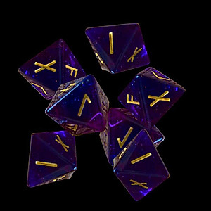 QYIYA 3 Pcs 8-Sided Rune Dice Resin Assorted Polyhedral Dice Set Divination Game Toys